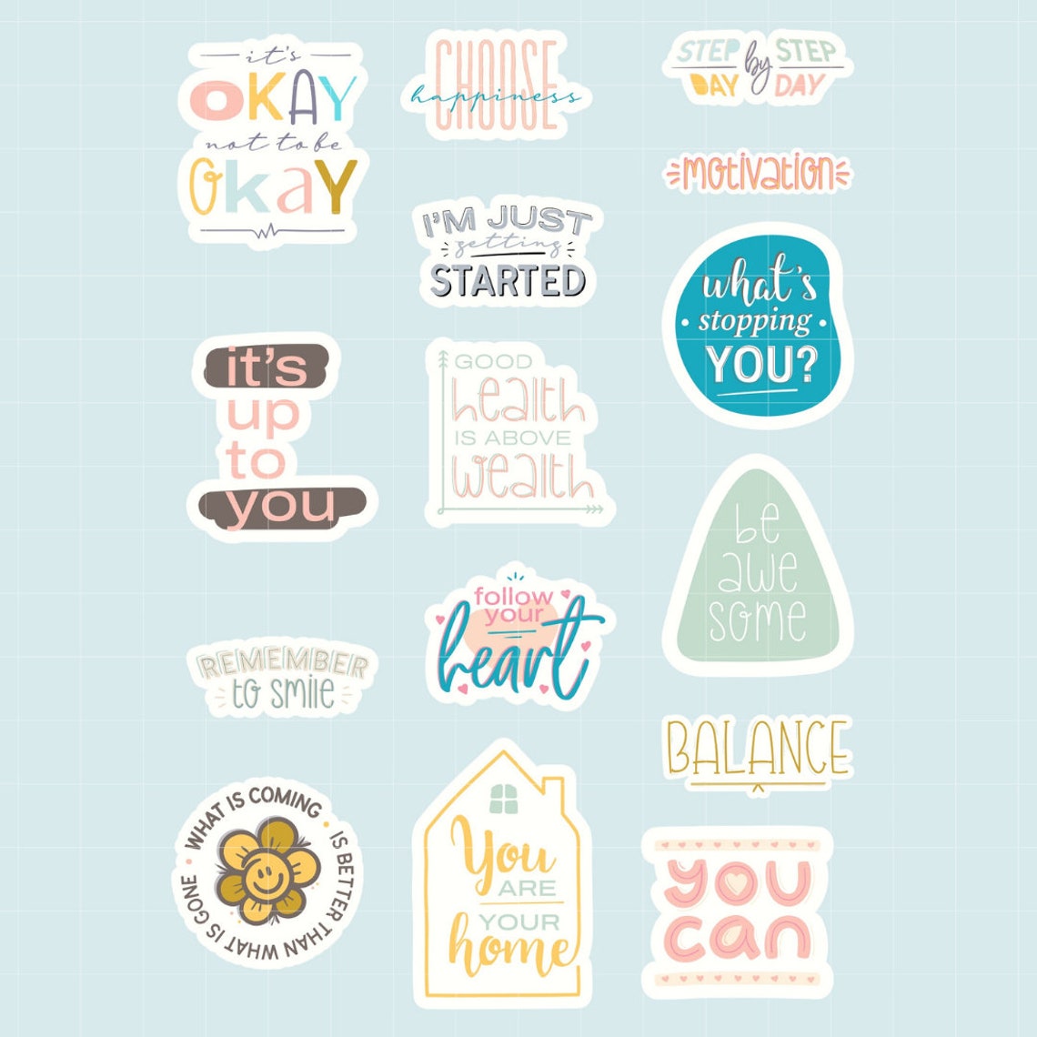 30 Pcs Motivational Stickers Clipart Set Stickers Printable Digital ...