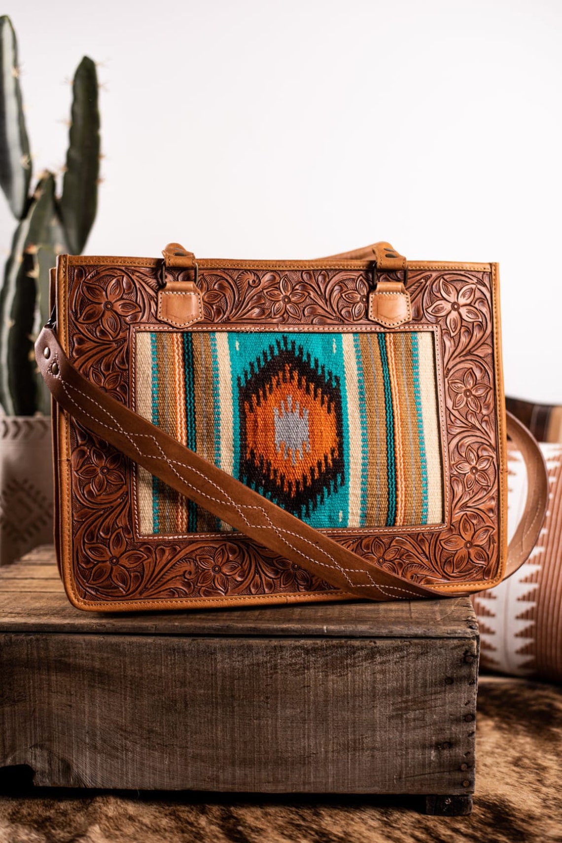 Western Saddle Blanket Purse, Hand Tooled Leather Purse, Hair on Purse ...