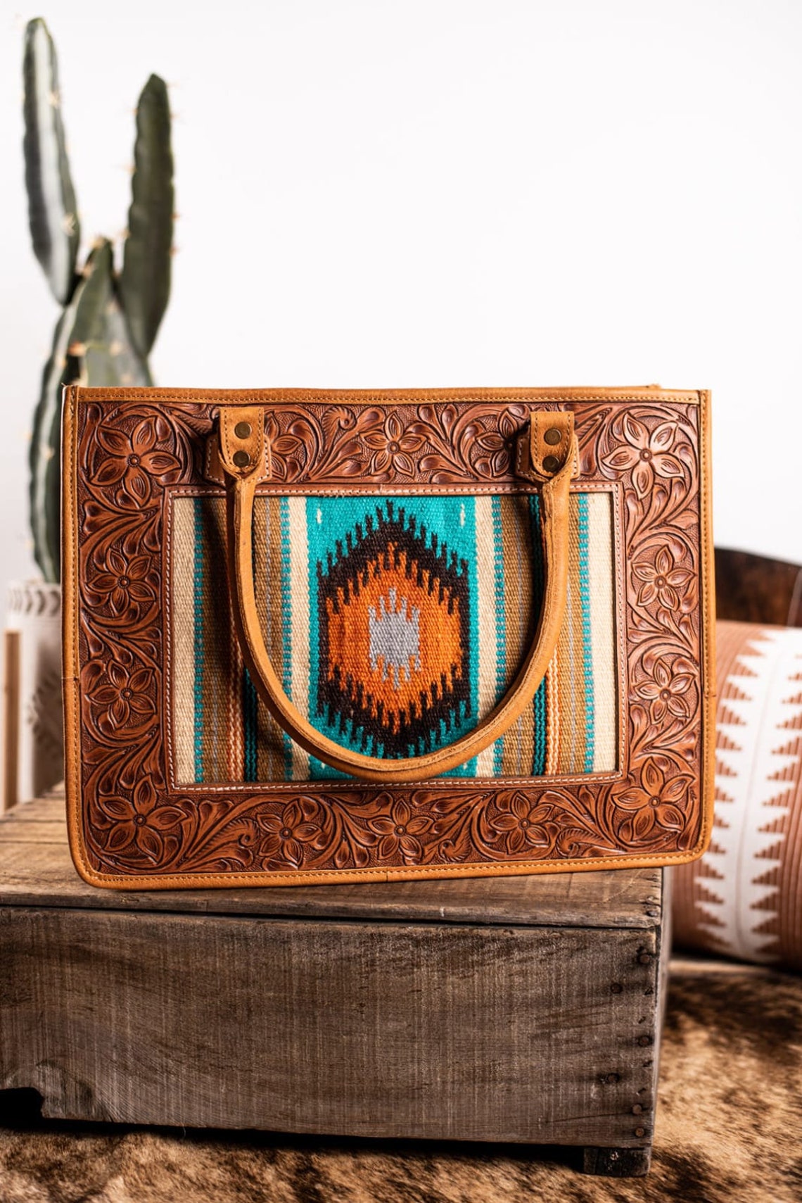 Western Saddle Blanket Purse, Hand Tooled Leather Purse, Hair on Purse ...