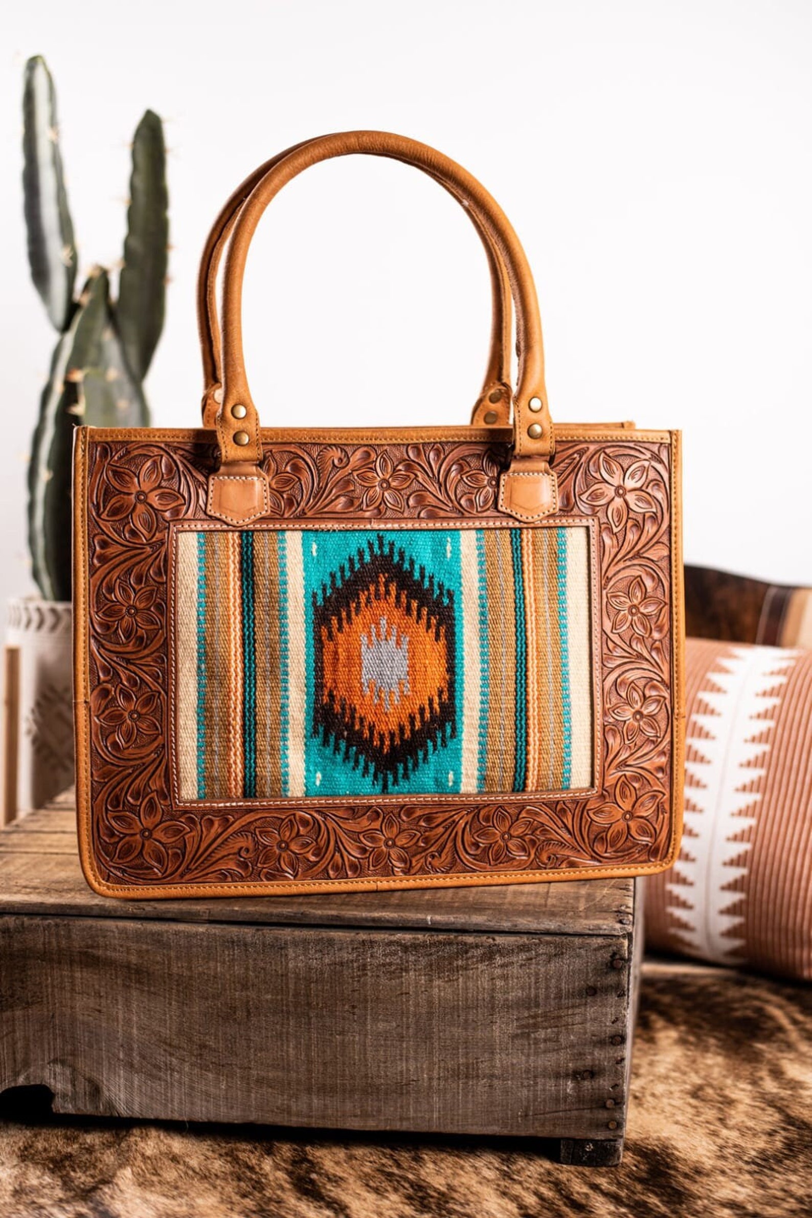 Western Saddle Blanket Purse, Hand Tooled Leather Purse, Hair on Purse ...