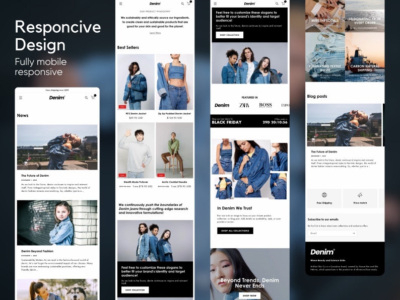 Denim Shopify 2.0 Theme, Minimal Website Template - Etsy
