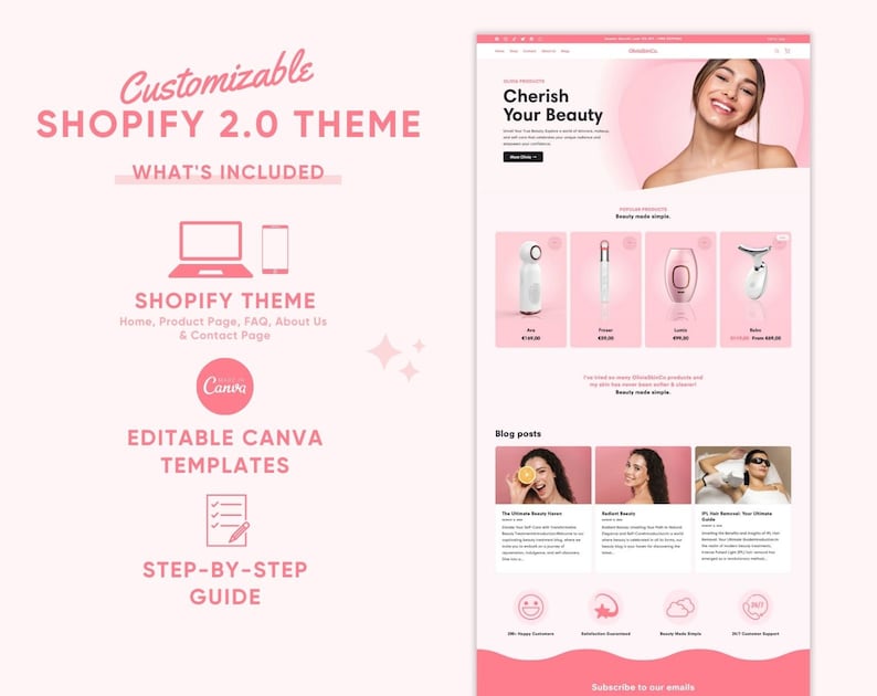 Lumin Beauty Shopify Theme: Minimal Boutique Website Template - Etsy Canada