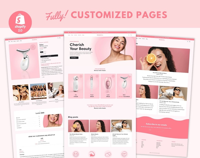 Lumin Beauty Shopify Theme: Minimal Boutique Website Template - Etsy Canada