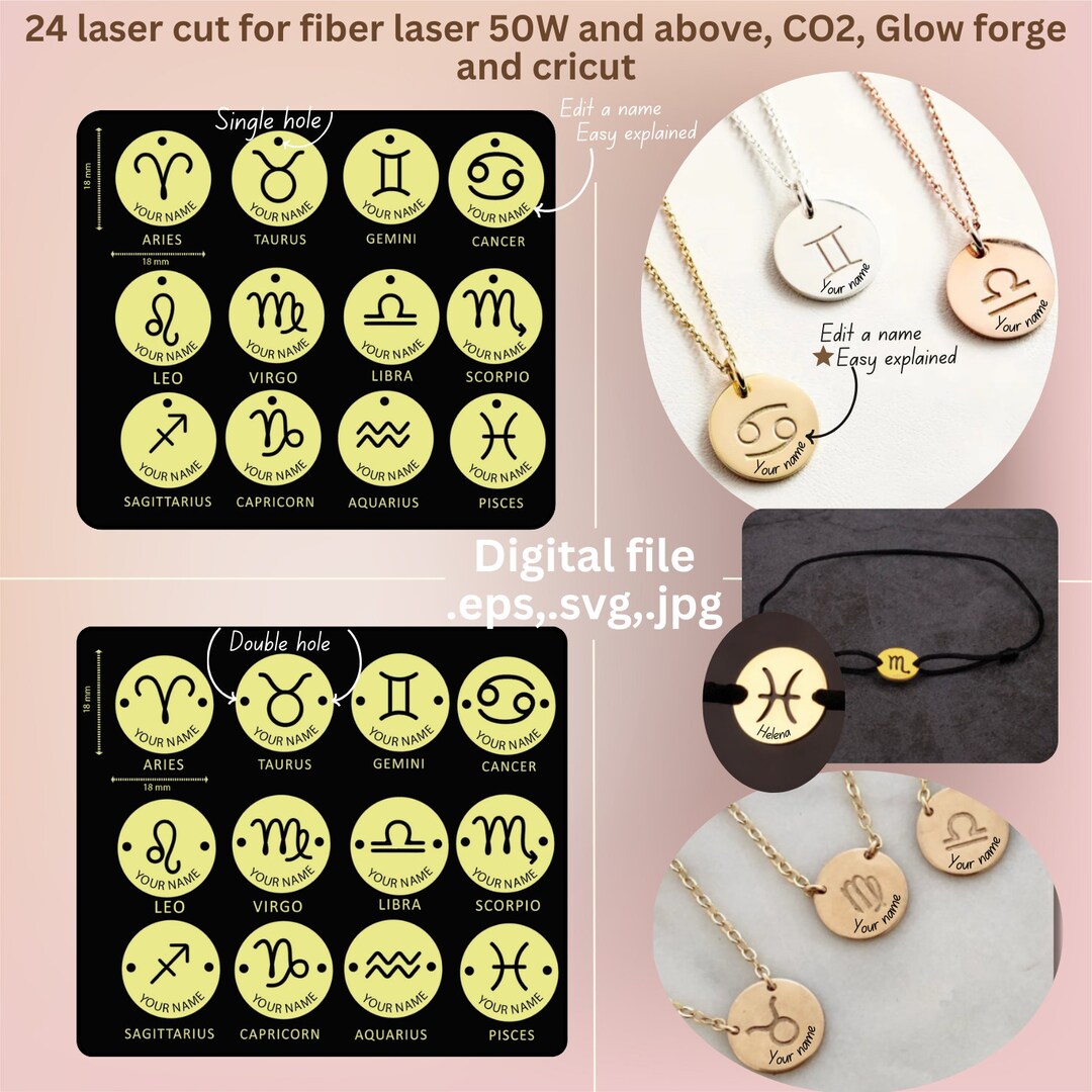 Horoscope Pattern Template for Laser Cutting or Engraving for Jewelry ...