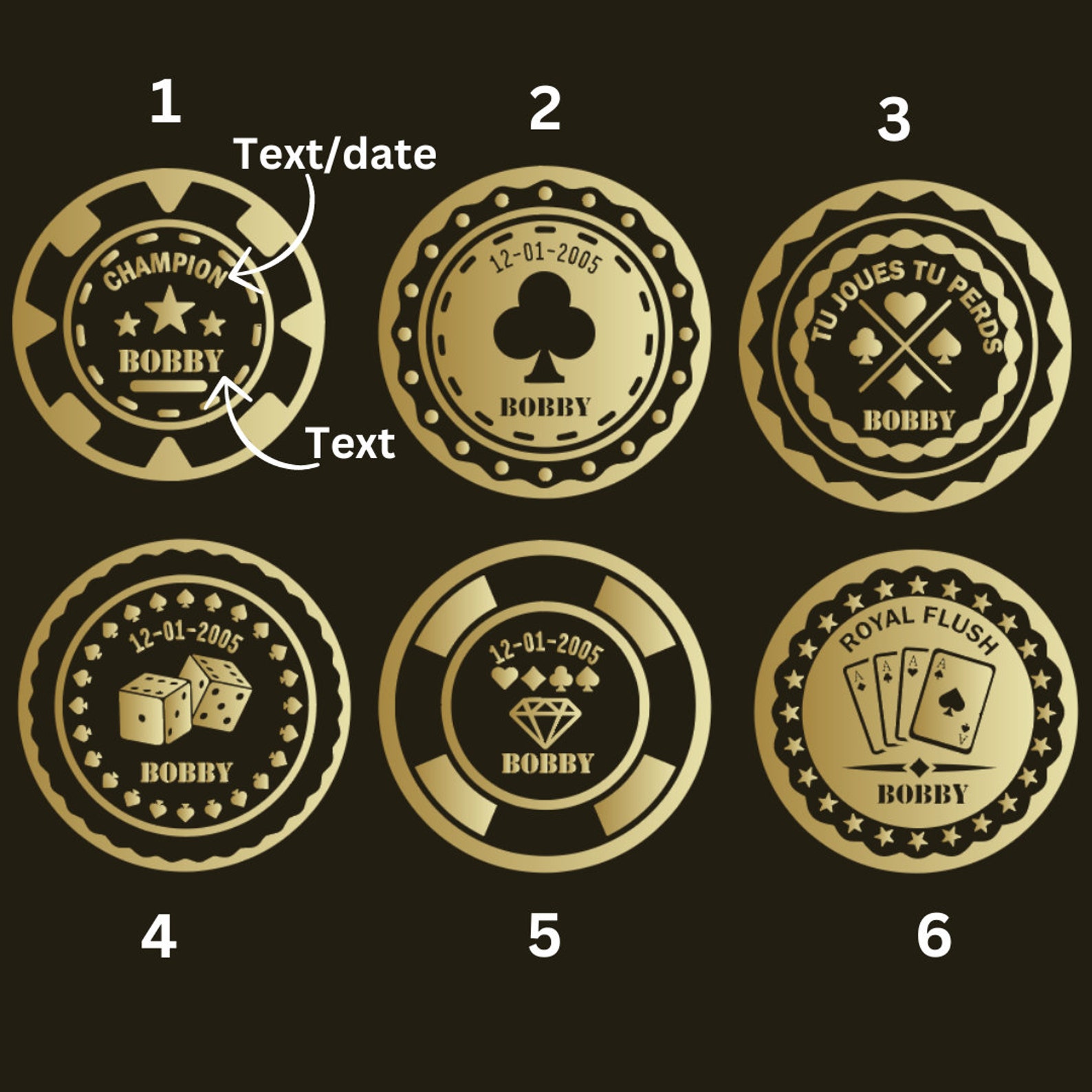 Engraved Metal Poker Chip - Personalized Poker Chip - Personalized ...