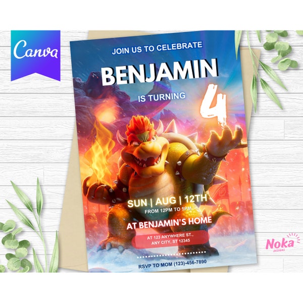 Bowser Super Mario Birthday Cards - Etsy