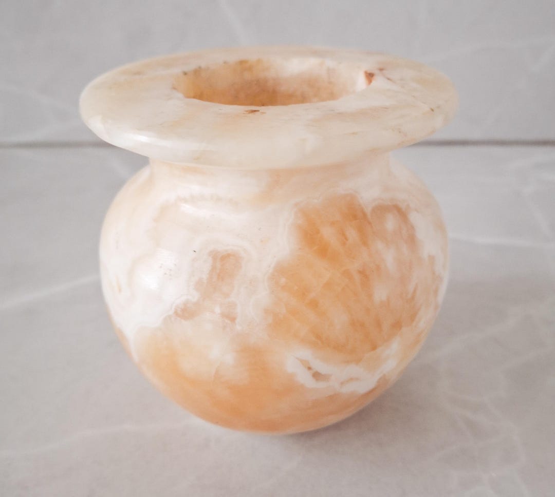 Vintage Alabaster Vase or Tea Light Holder - Etsy