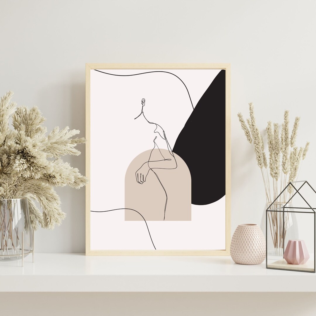 Woman Line Art Print Female Figure Line Art Naked Woman Wall - Etsy