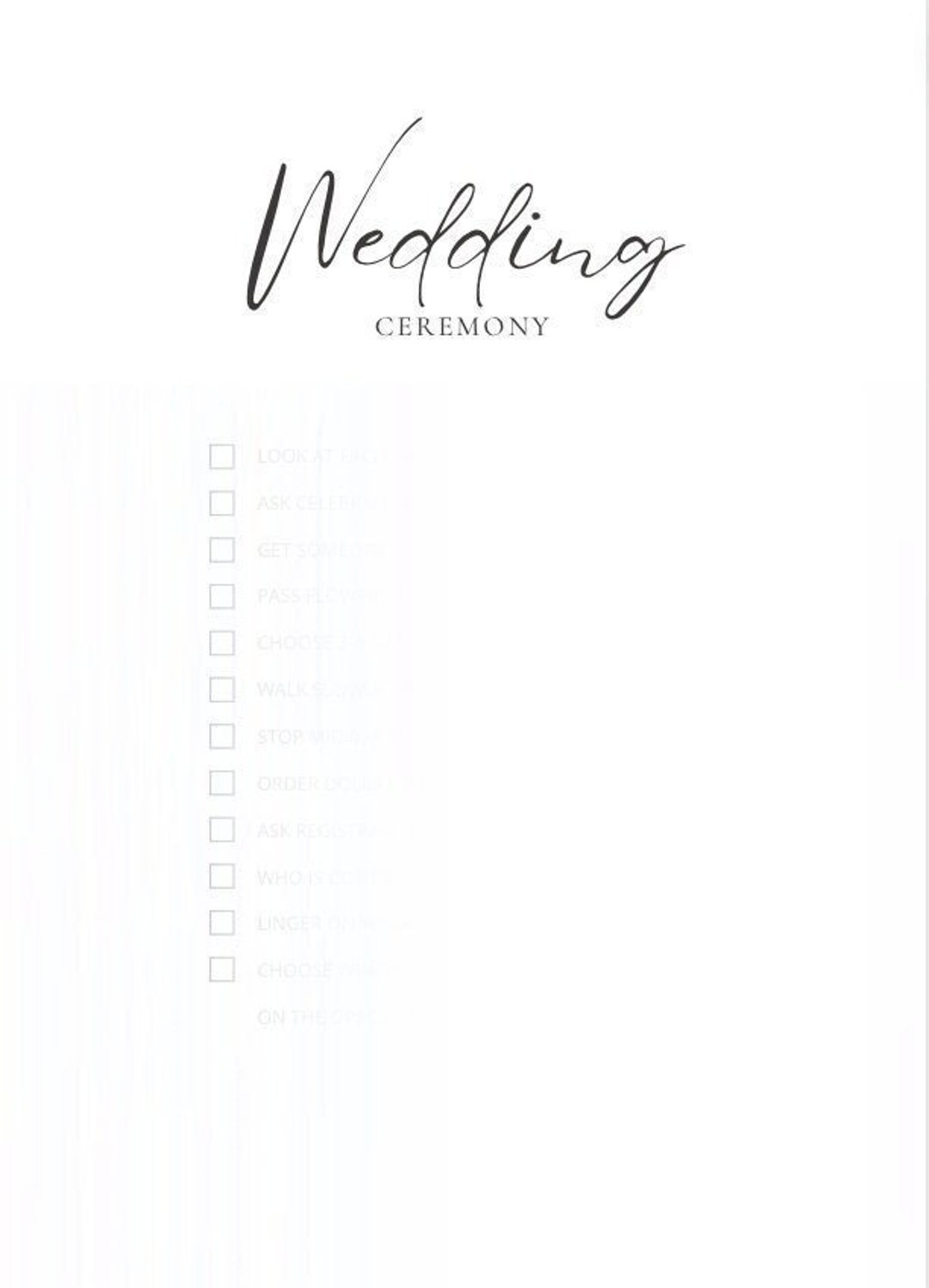 Wedding Checklist - Ceremony Checklist - Etsy