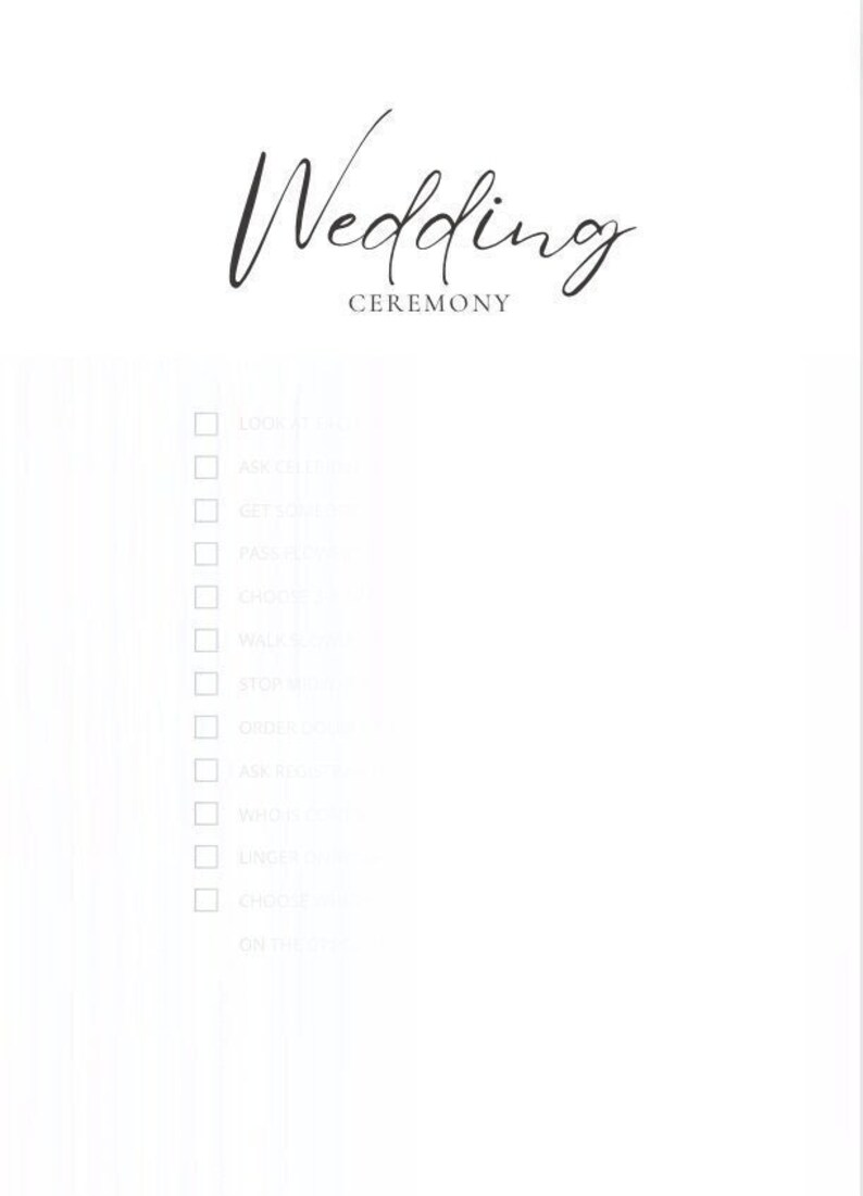Wedding Checklist - Ceremony Checklist - Etsy