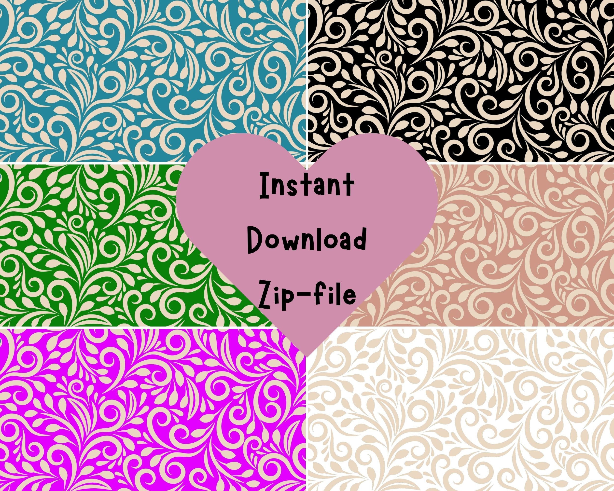 Digital Paper - Swirly Set - 6 Colors Seamless Swirly Design - Etsy