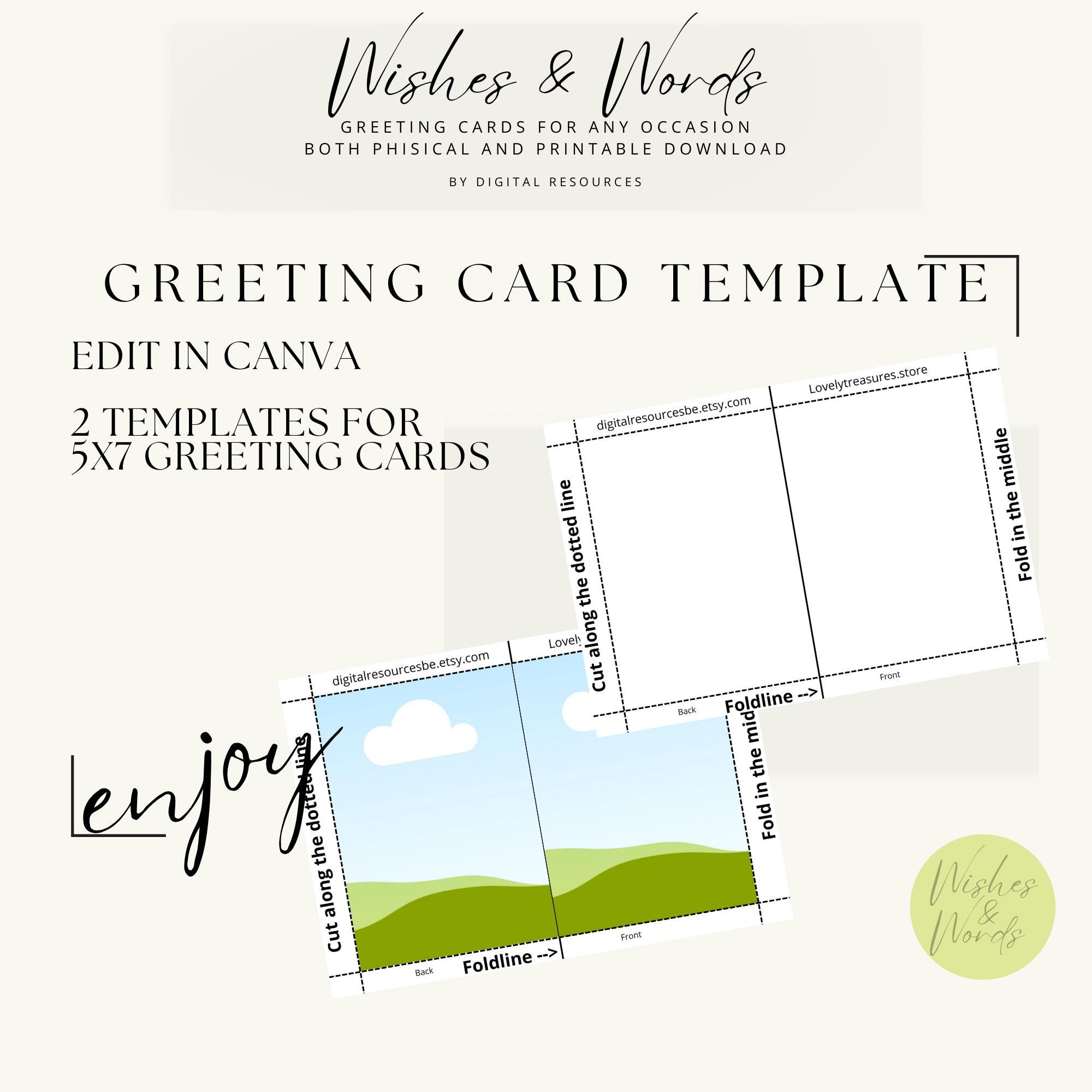 Printable Greeting Card Templates- Greeting Card - Digital Download ...