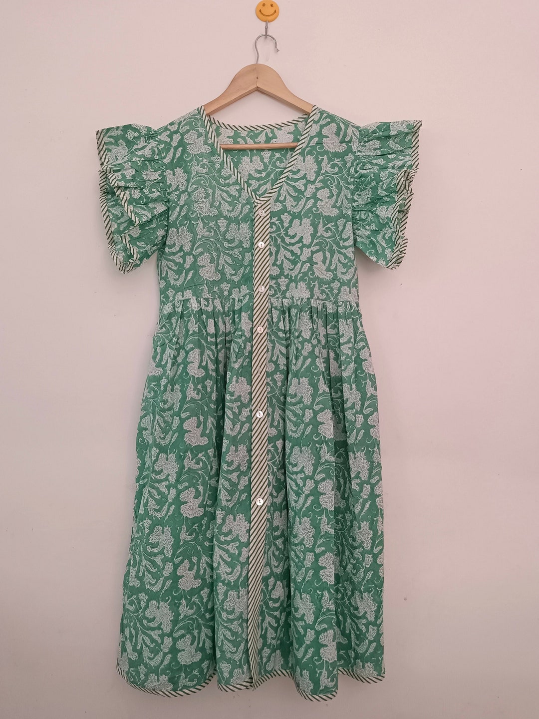 Hand Block Printed Dress, Summer Dress, Made in India Block Print Dress ...