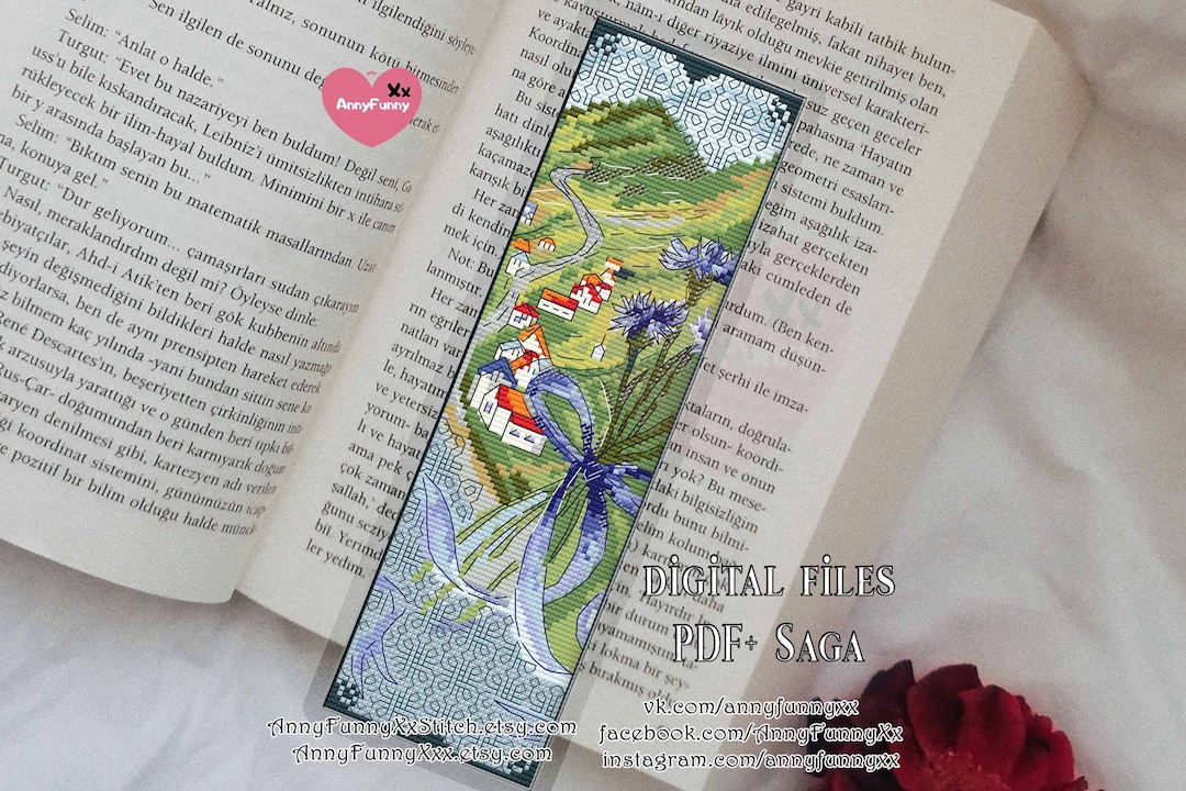 Bookmark Cross Stitch Pattern PDF Norway Red House Landscape ...