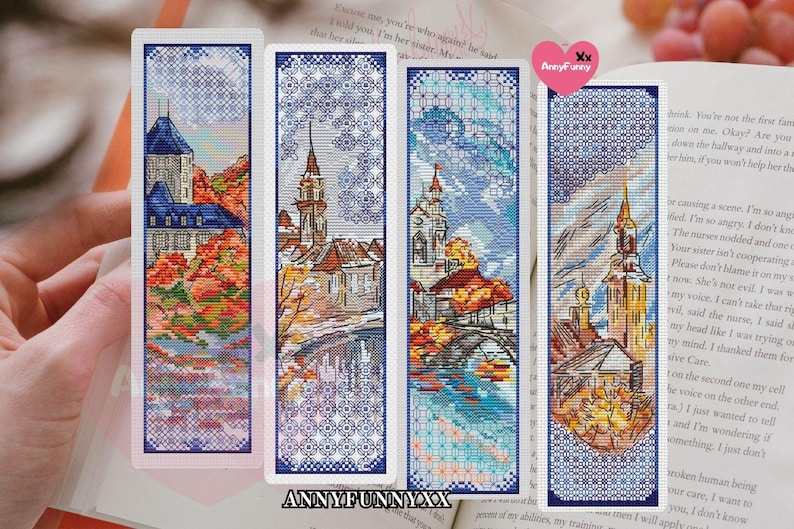 Set of 4 Bookmark Cross Stitch Pattern PDF Bundle Old Town Modern ...