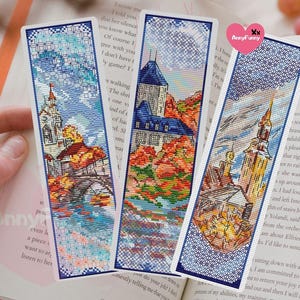 Set of 4 Bookmark Cross Stitch Pattern PDF Bundle Old Town Modern ...