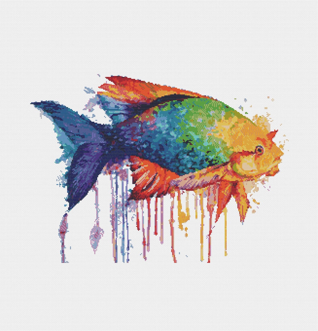 Fish Cross Stitch Pattern PDF Fish Colorful Watercolor Digital Download ...