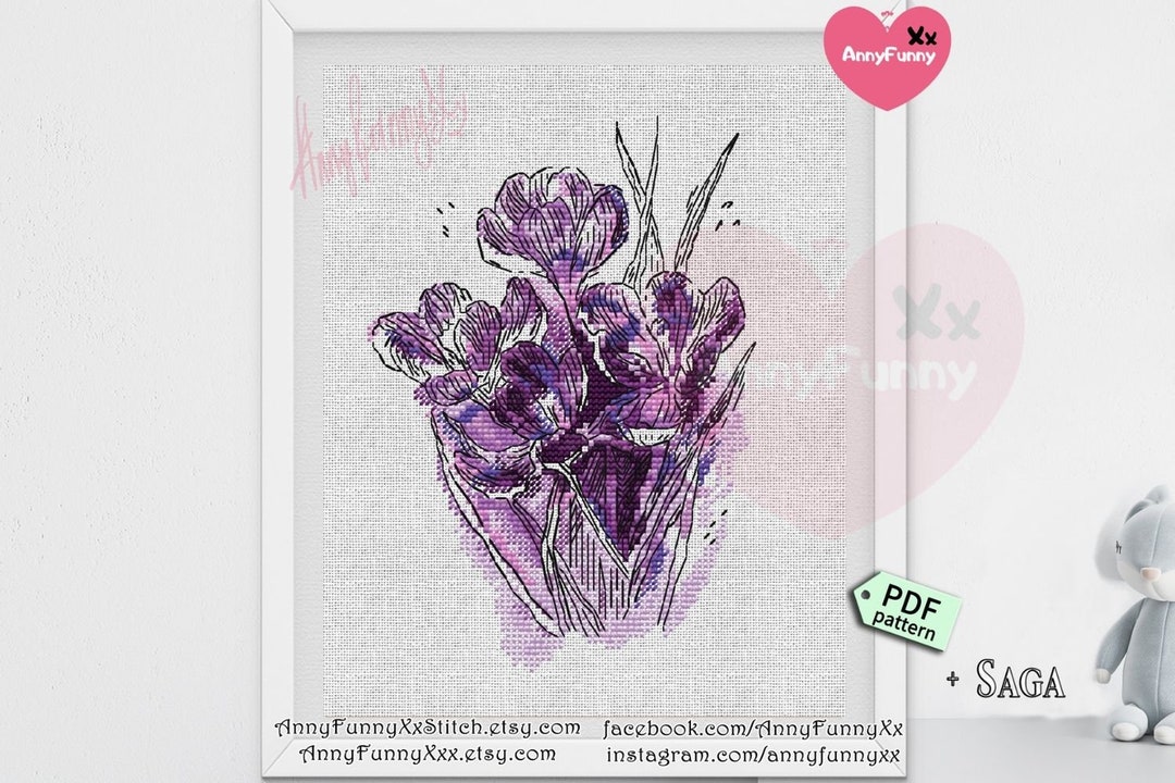 Floral Cross Stitch Pattern Crocus Flowers Embroidery Design PDF DIY ...