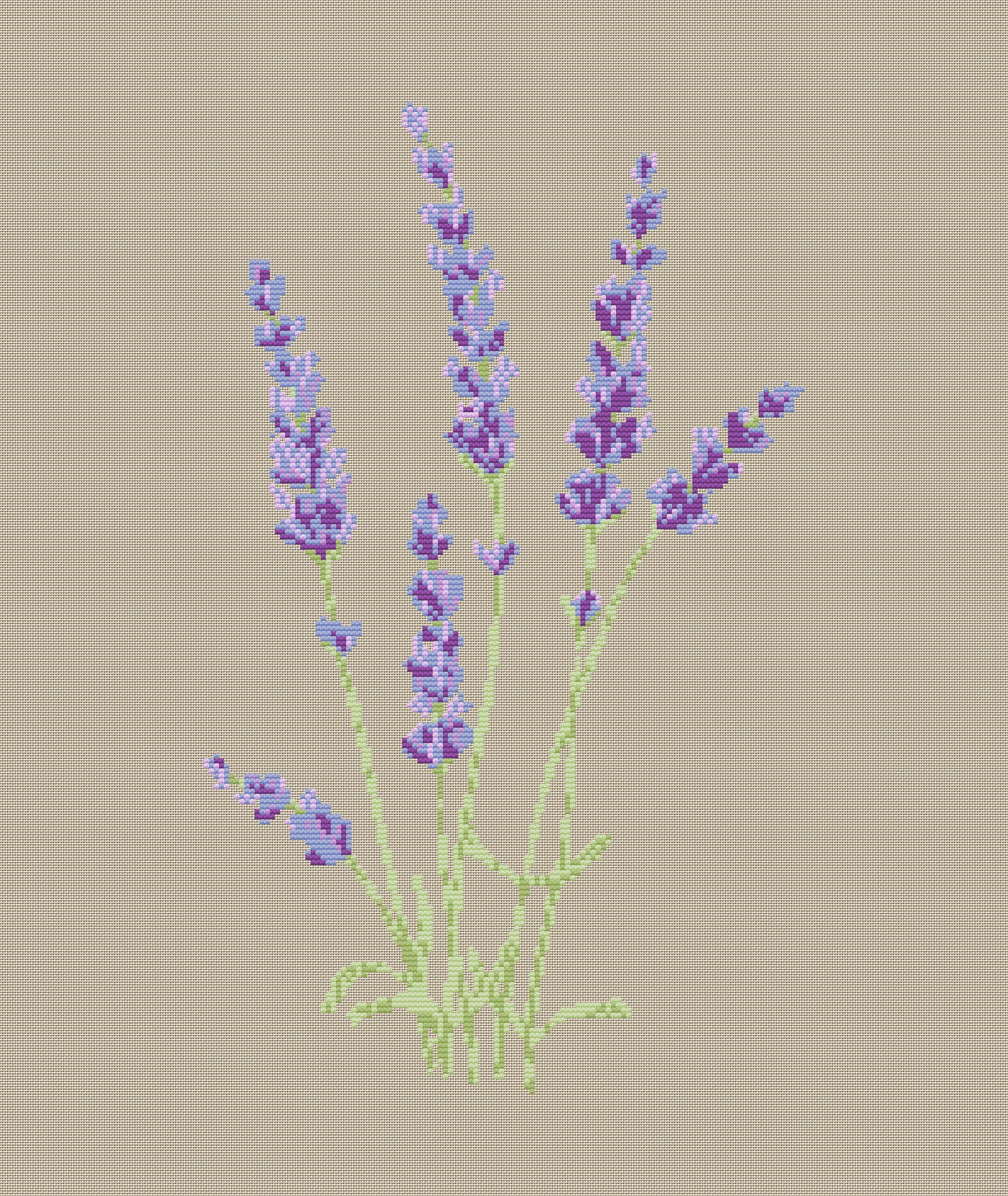 Embroidered Lavender Cross Stitch Pattern PDF Purple Flower Provence ...