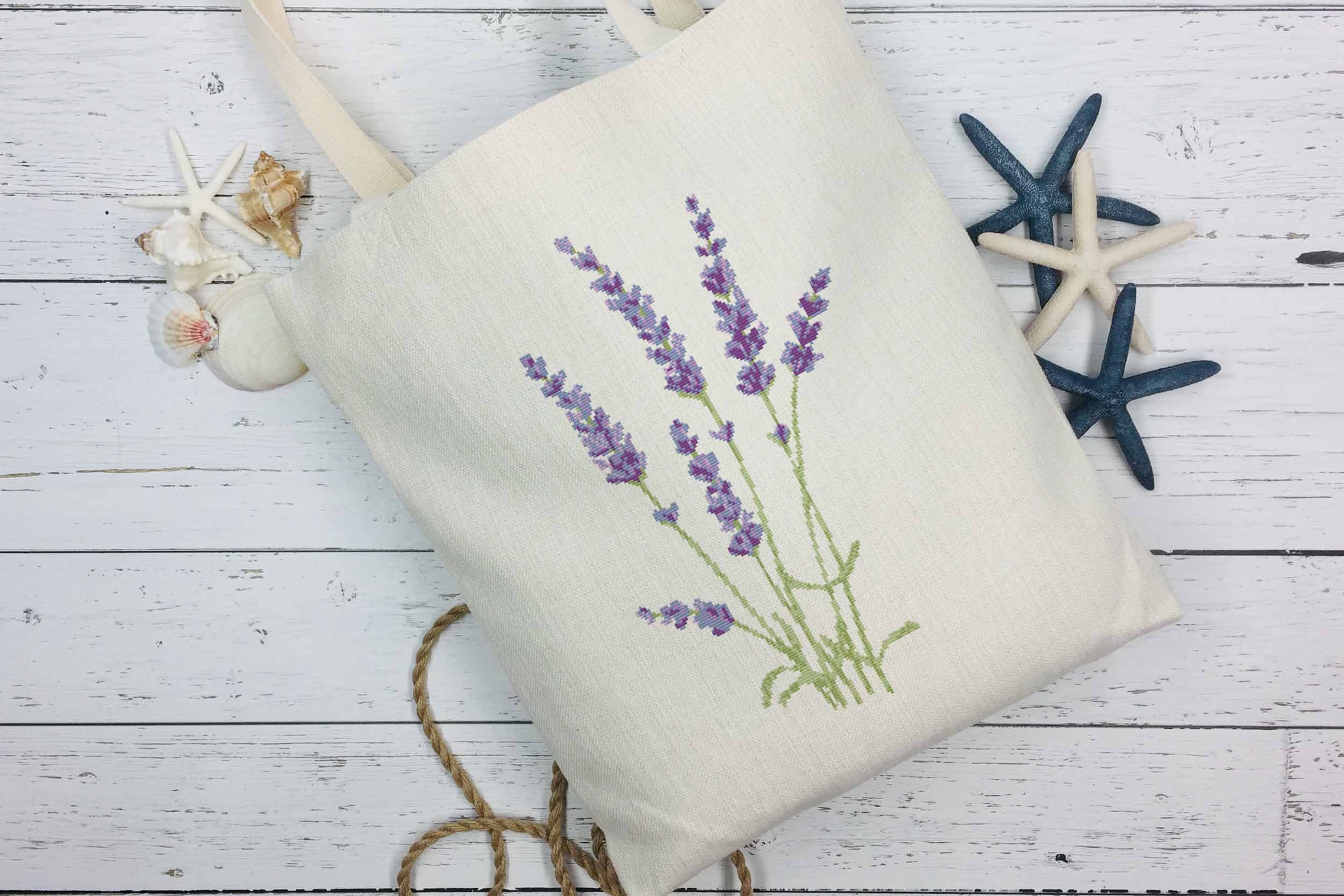 Embroidered Lavender Cross Stitch Pattern PDF Purple Flower Provence ...