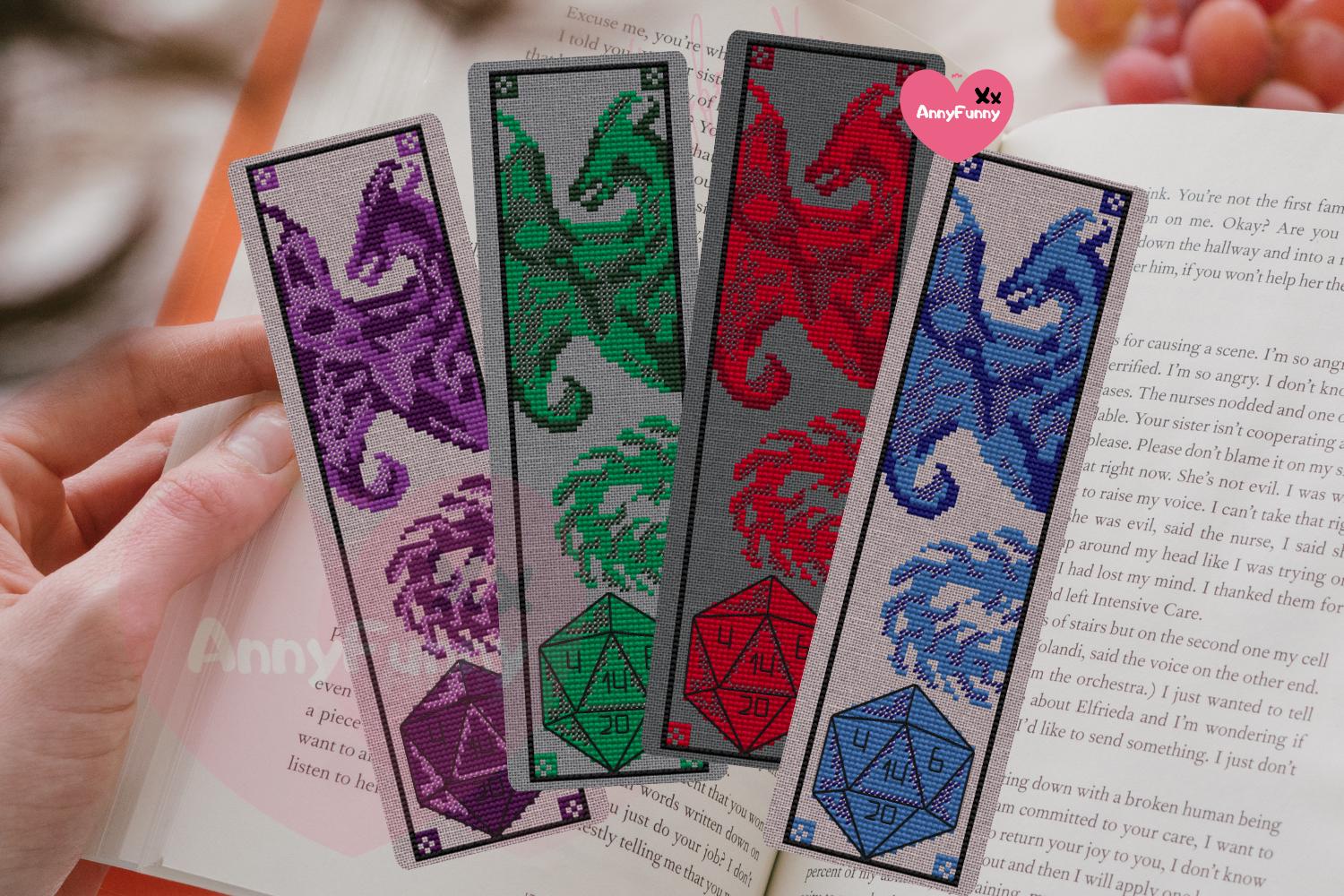 Dragons Bookmark Cross Stitch Pattern Set of 4 Dungeon Magic Design ...