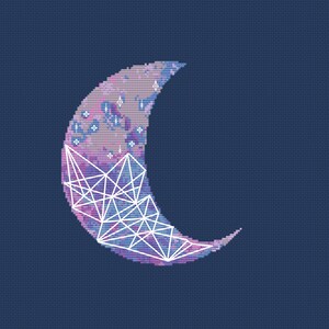 Starry Moon Cross Stitch Pattern PDF Lunar Phase Birthday Gift Moon and ...