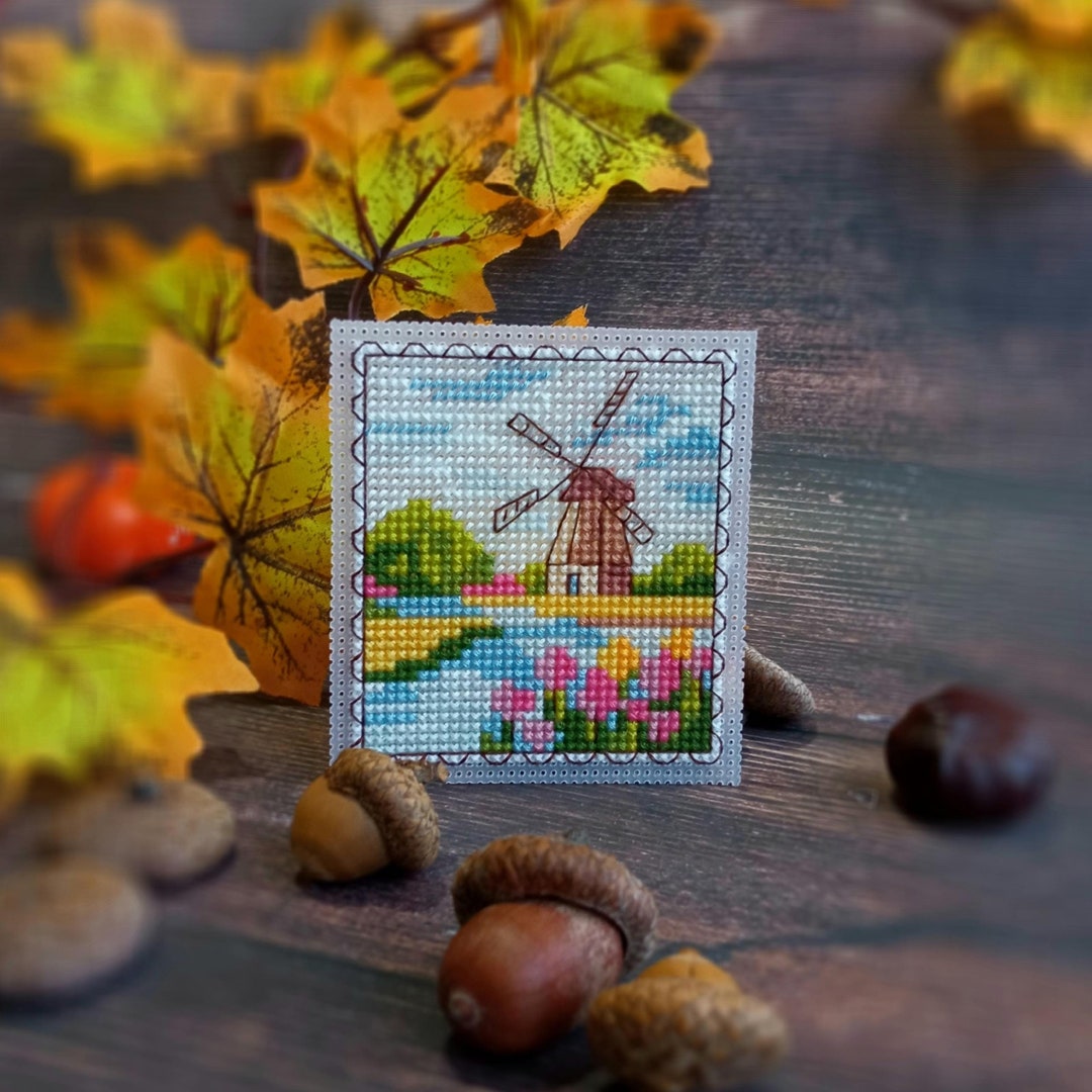 Holland Tulips Cross Stitch Pattern: Small Spring Landscape (PDF ...
