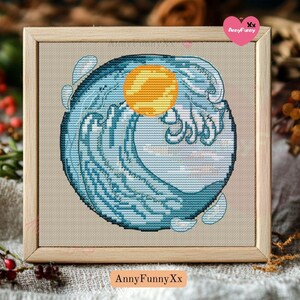 Ocean Wave Cross Stitch Pattern PDF Art Nouveau Seasons Cross-stitch ...