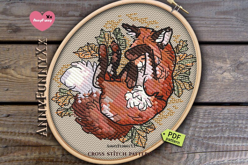 Small Easy Fox Cross Stitch Pattern PDF Red Fox Rustic Decor Woodland ...