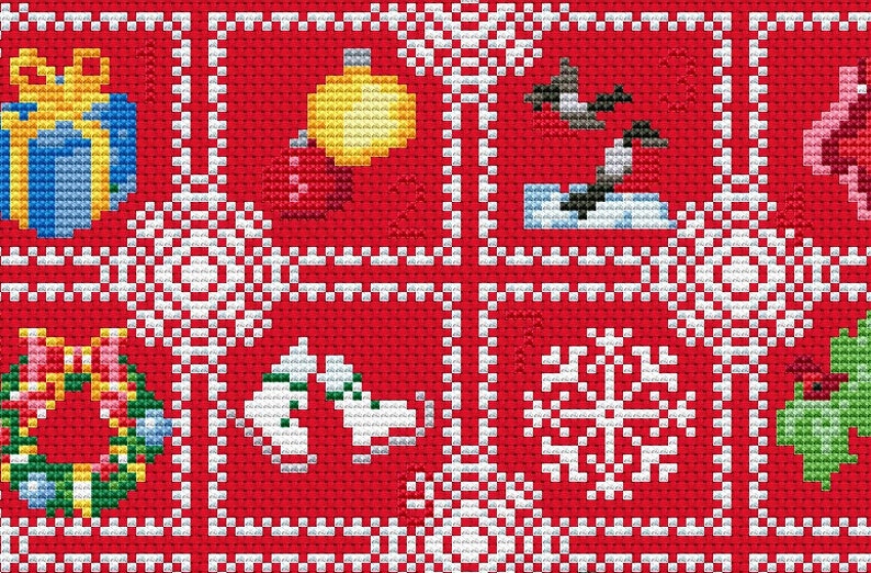 Merry Christmas Advent Calendar Cross Stitch Pattern PDF Winter Advent ...
