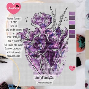 Saffron Crocus Cross Stitch Pattern Crocus Flowers Embroidery Design ...