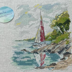 Watercolor Boats Counted Cross Stitch Pattern PDF Ocean Landscape Sea ...