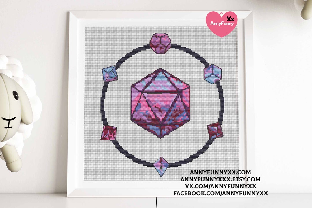 Dice Cross Stitch Pattern: D20 Nerdy Gamer Decor (PDF) - Etsy