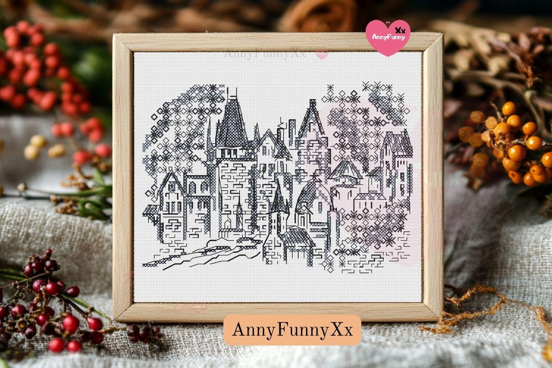 European City Cross Stitch Pattern: Historic Building Blackwork (PDF ...