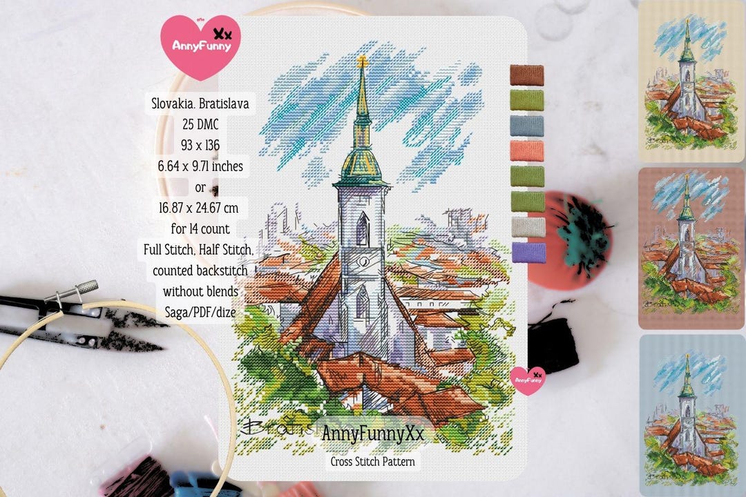Bratislava Slovakia Cross Stitch Pattern: European City Scene (PDF ...