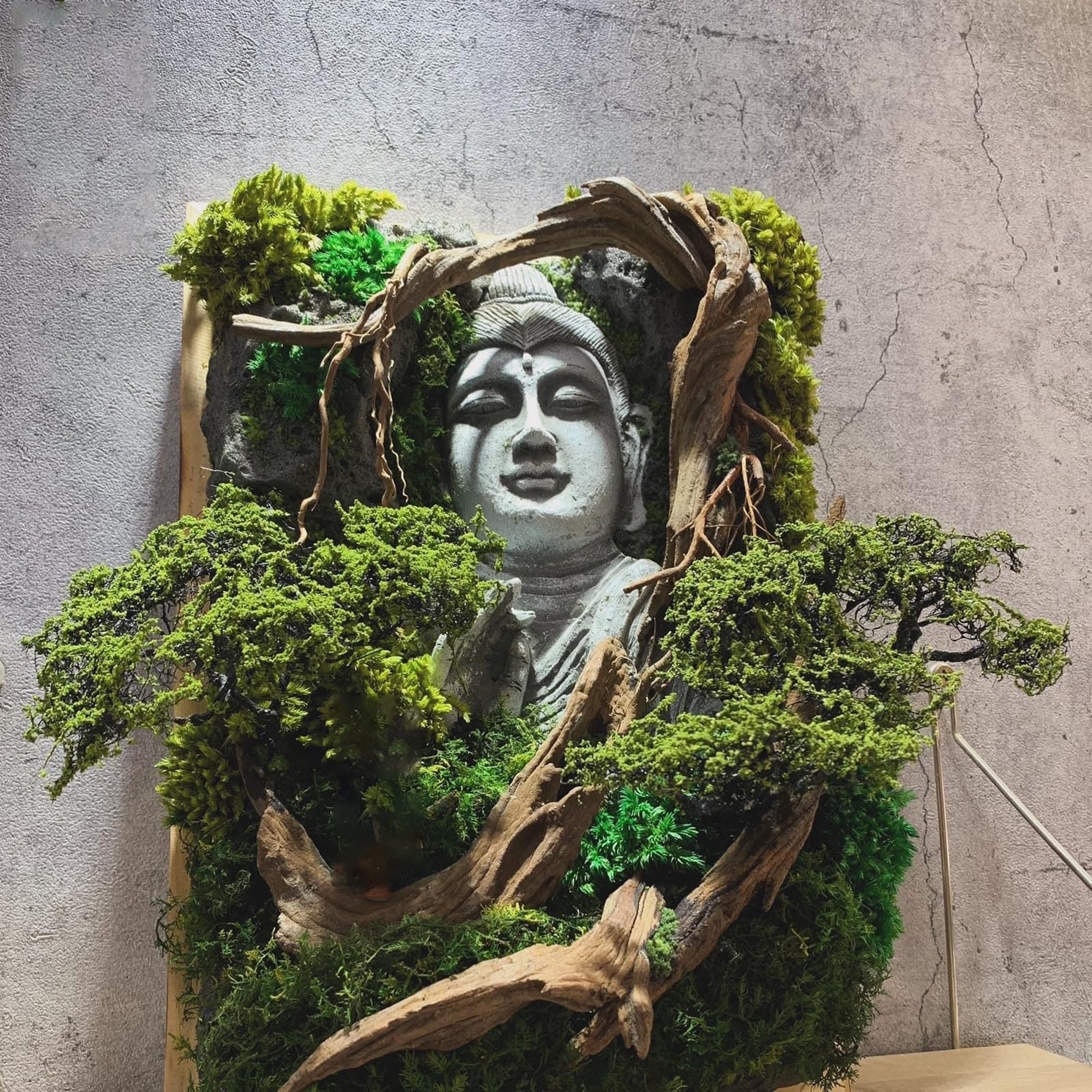 Buddha Statue Decor With Plants, Buddha Wall Decor, Buddha Statue Art ...