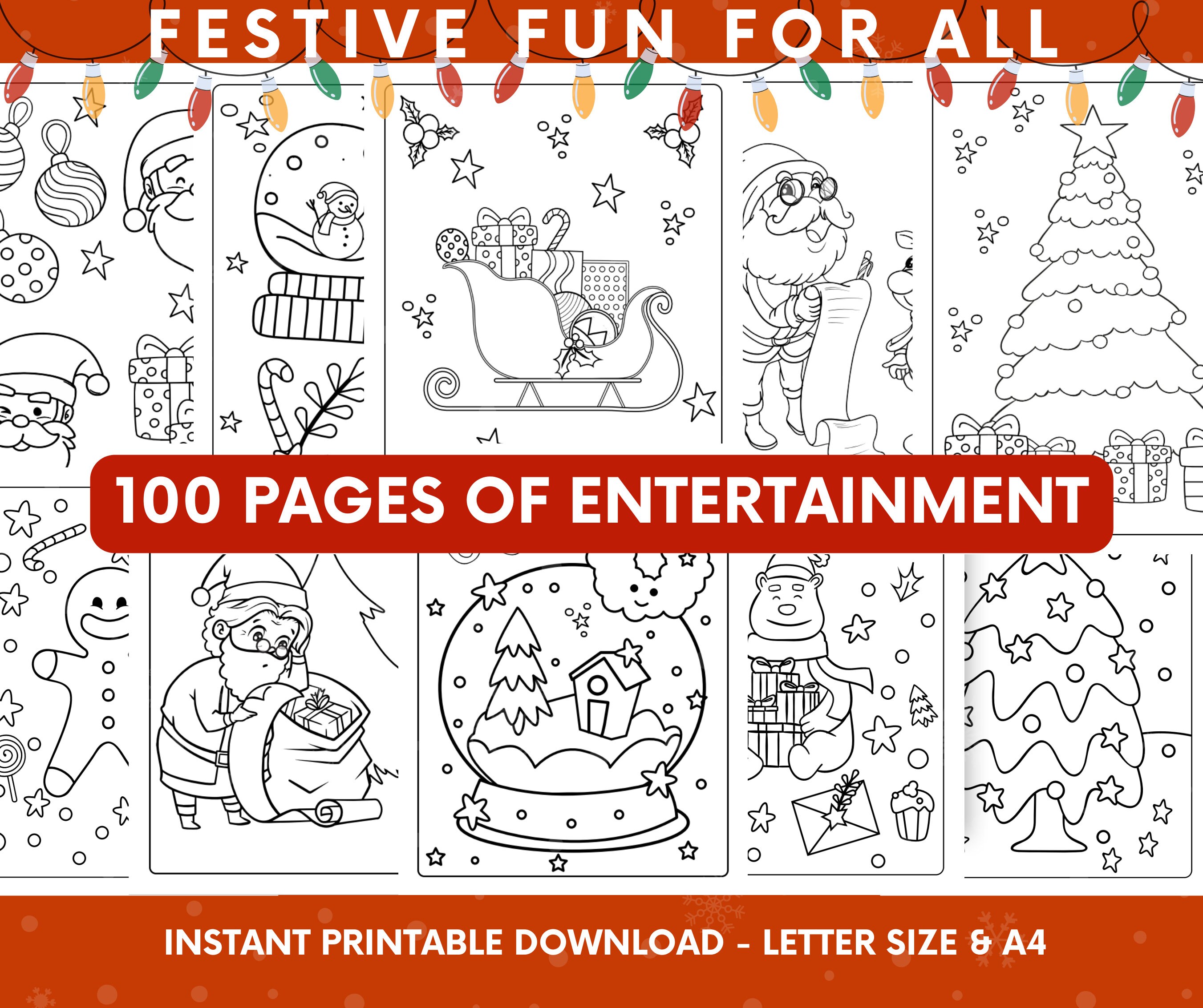 Festive Christmas Coloring Book / 100 Page of Festive Fun for Adults or ...