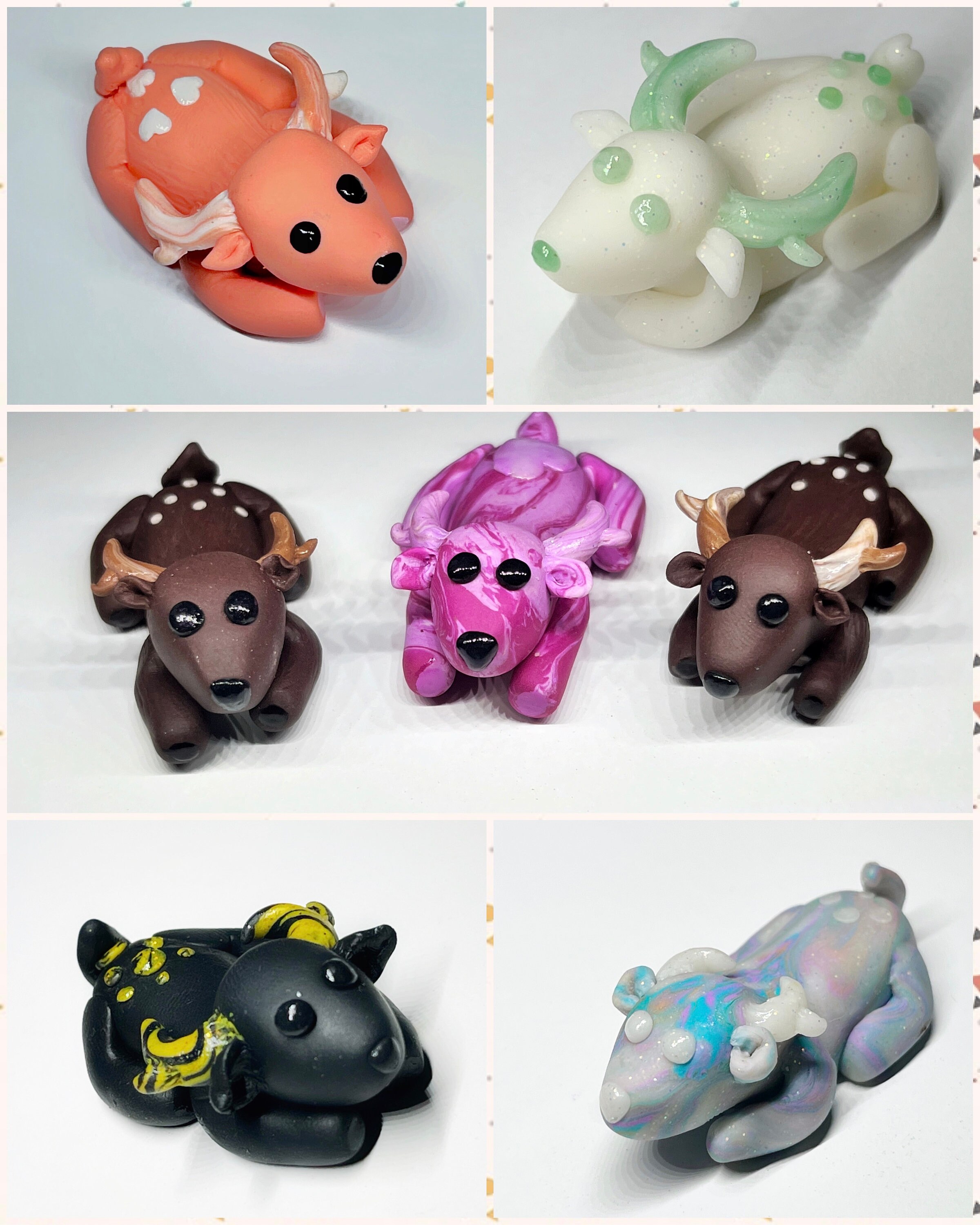 Dinky Deers. Miniature Clay Deer Figurine handmade, Lucky Dip , Desk ...