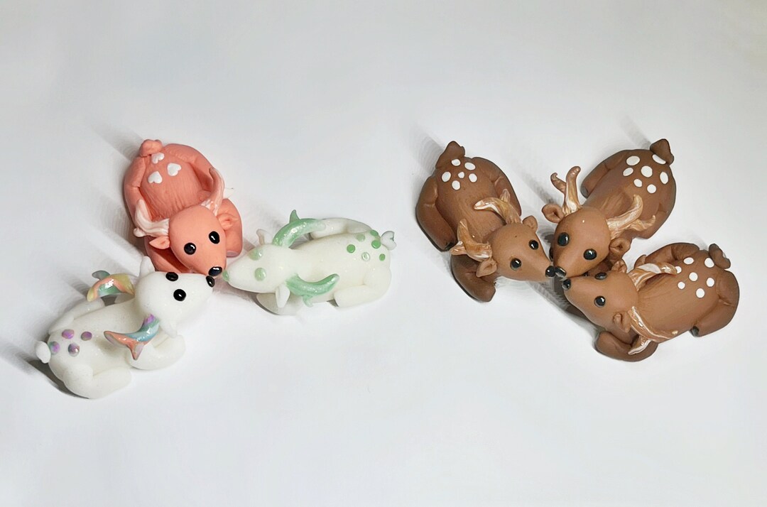 Dinky Deers. Miniature Clay Deer Figurine (handmade, Christmas Decor ...