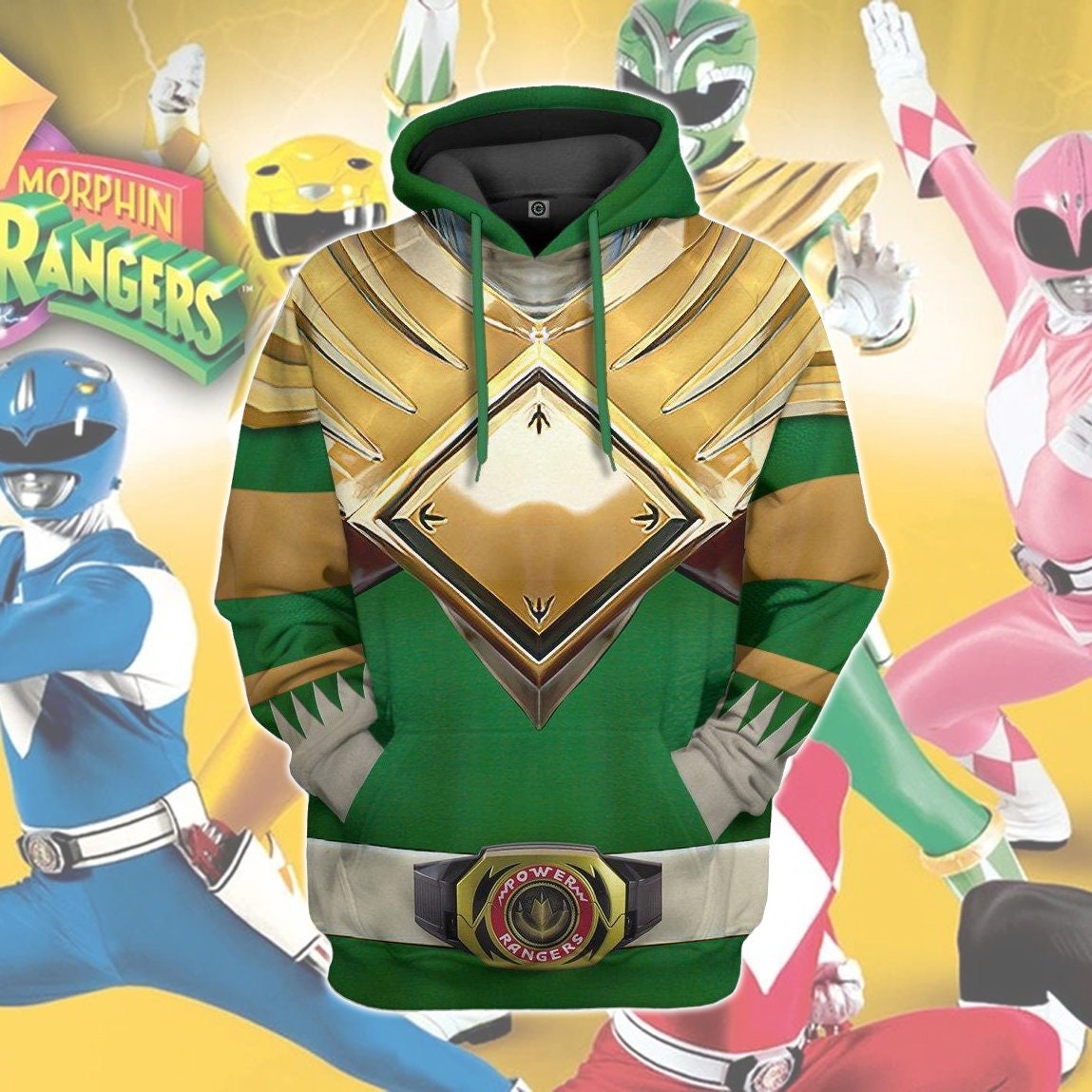 MIGHTY MORPHIN Power Ranger Green 3D Shirt Hoodie, Cosplay Sweatshirt ...