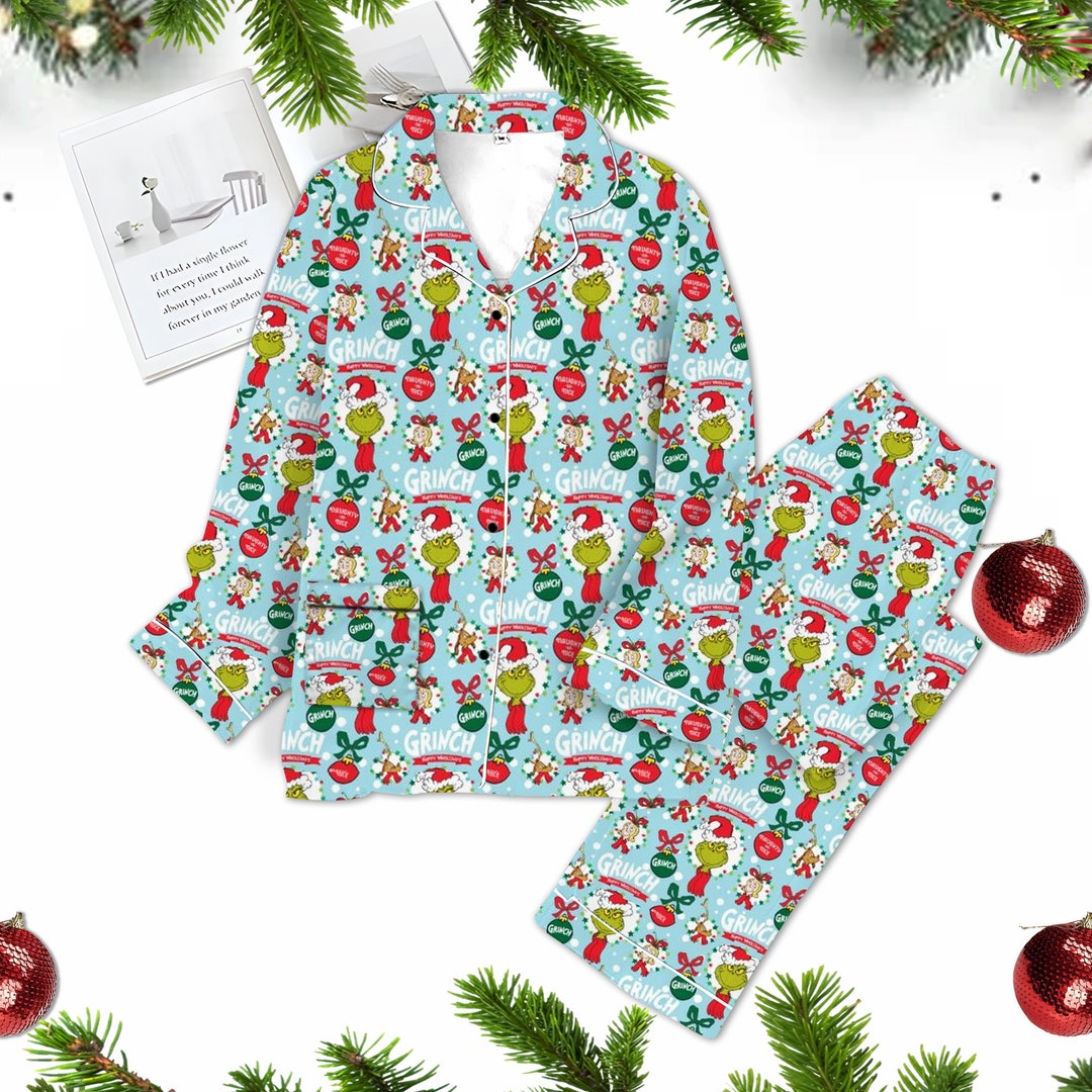 The Grinch Christmas Pajama Set Christmas Pajamas Christmas - Etsy