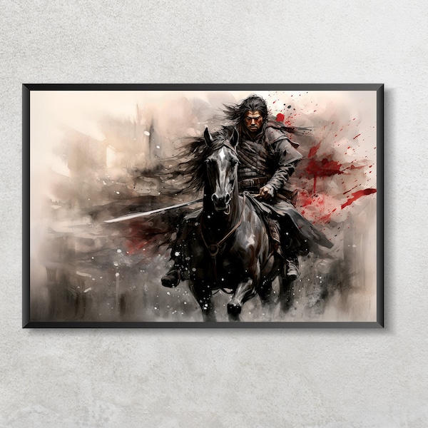 Japanese Edo Samurai on Horseback Poster Print | Wall Art - Etsy