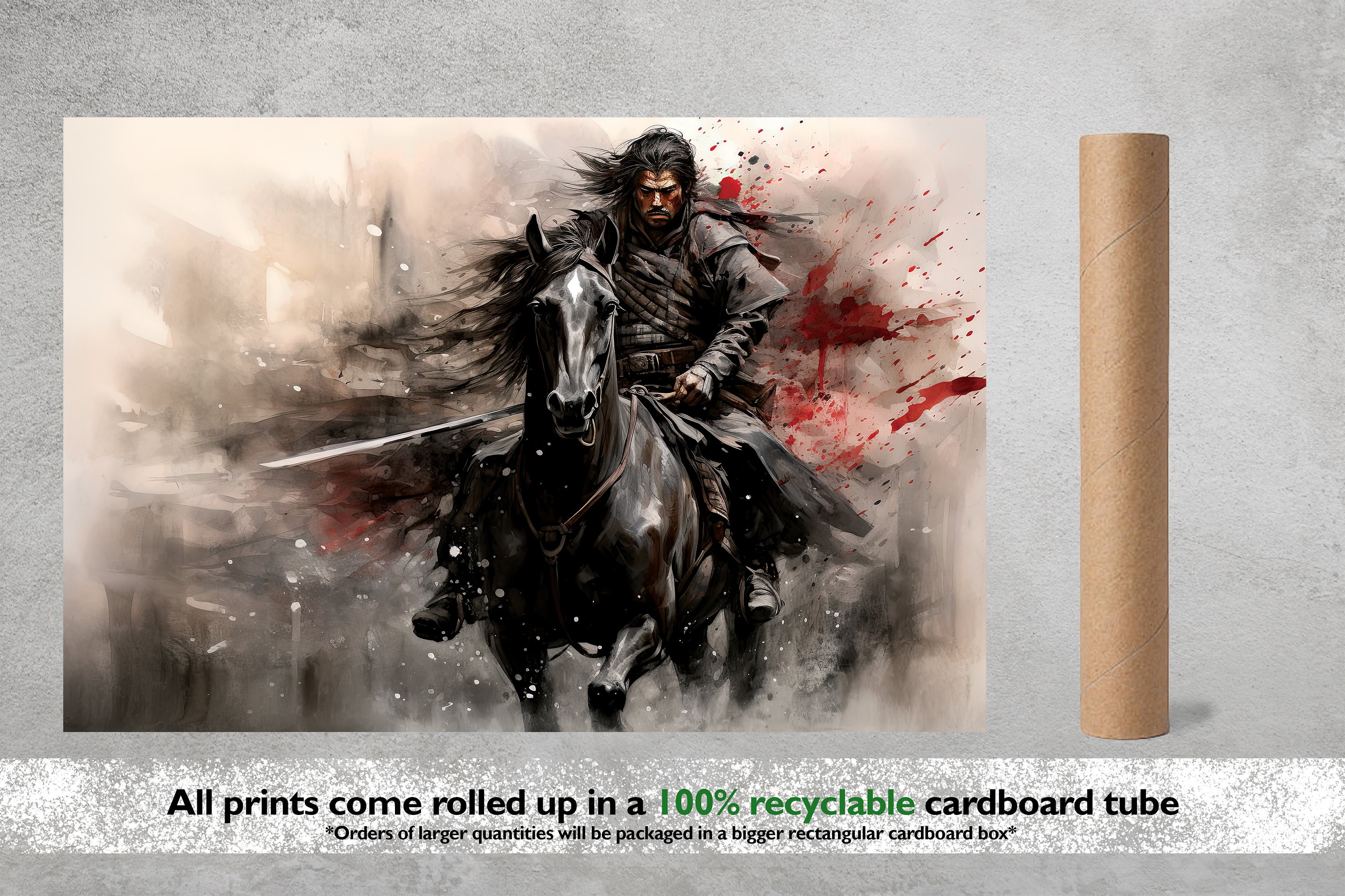 Japanese Edo Samurai on Horseback Poster Print Wall Art Wall Decor Home ...