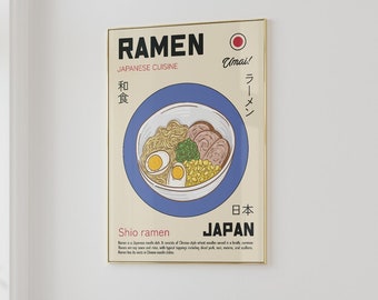 Ramen Print Noodles Illustration Printable Kitchen Poster Japanese Food ...