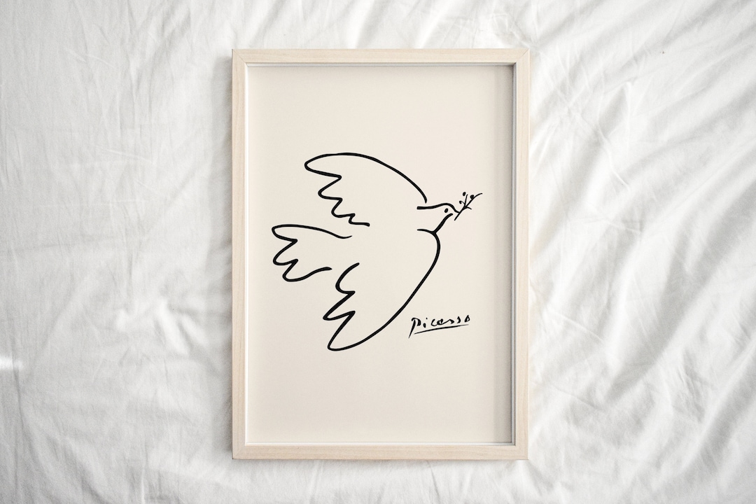 Pablo Picasso Dove of Peace, Vintage Poster, Line Art Print, Museum ...
