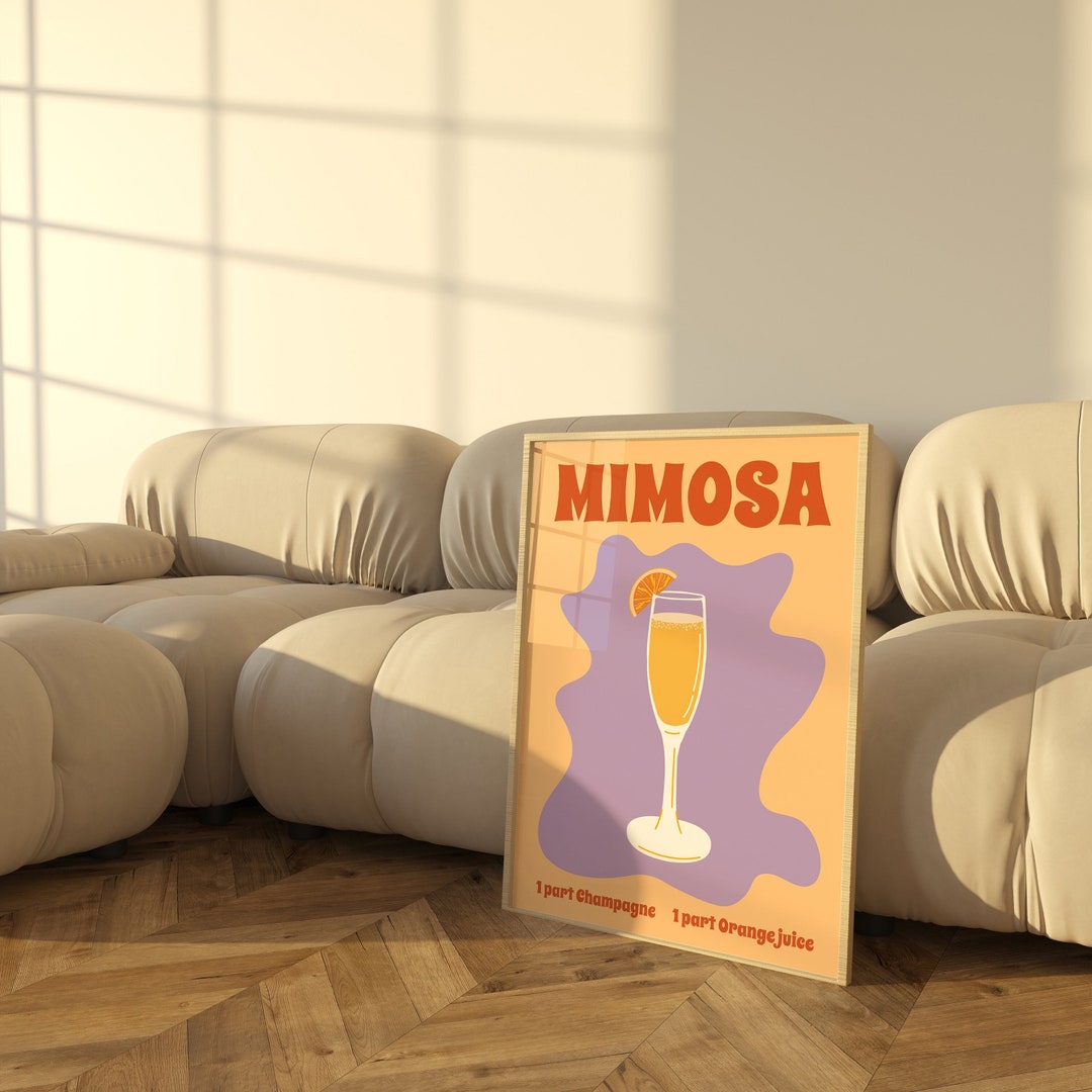 Mimosa Fine Art Print, Cocktail Poster, Kitchen Decor, Pink Mimosa ...