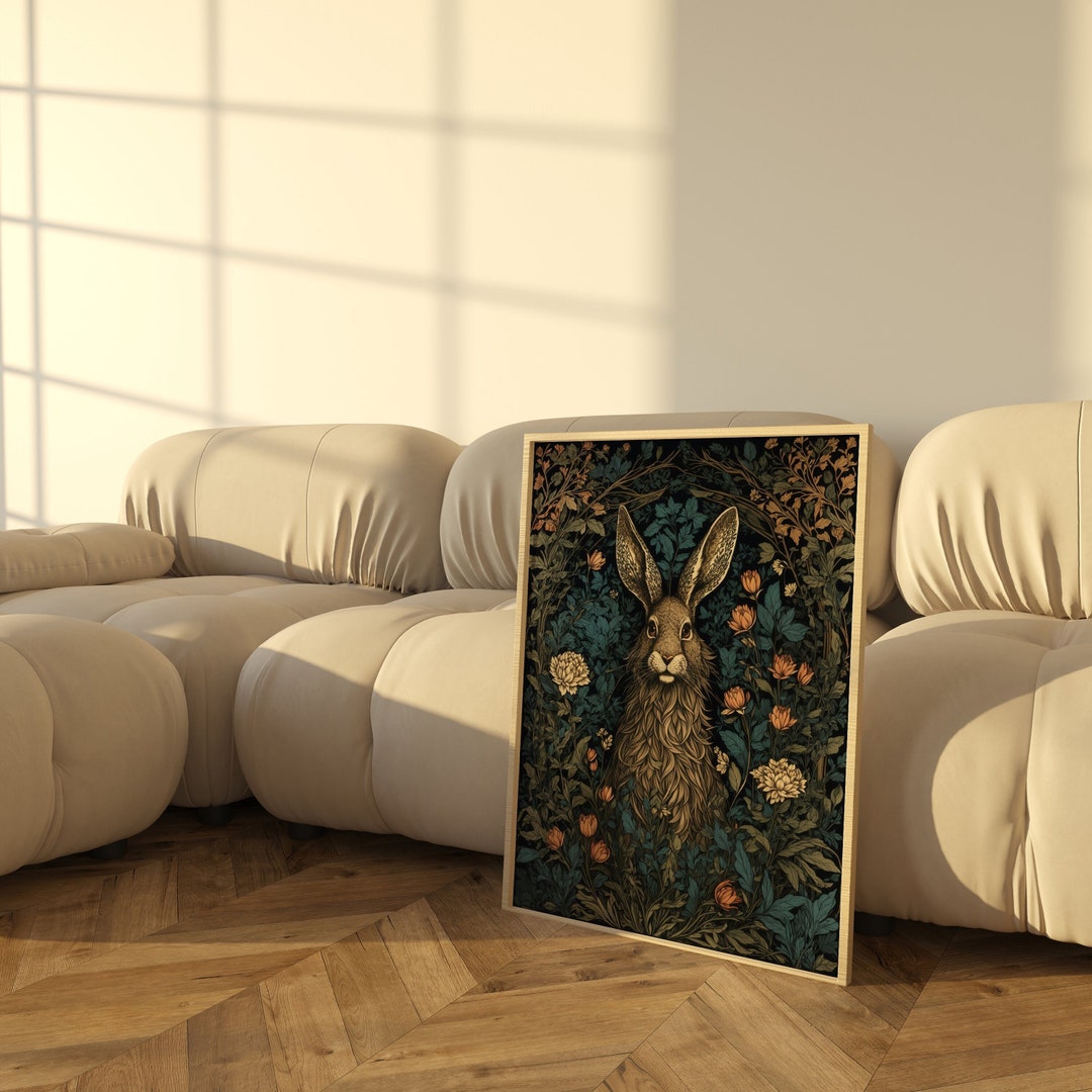 William Morris Print, Bunny William Morris Exhibition Print, Rabbit ...