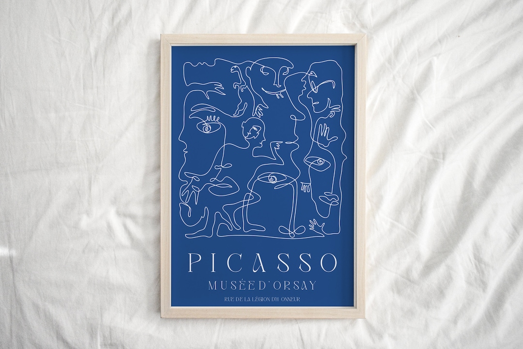 Blue Picasso Line Art Print, Abstract Face Print, Pablo Picasso ...