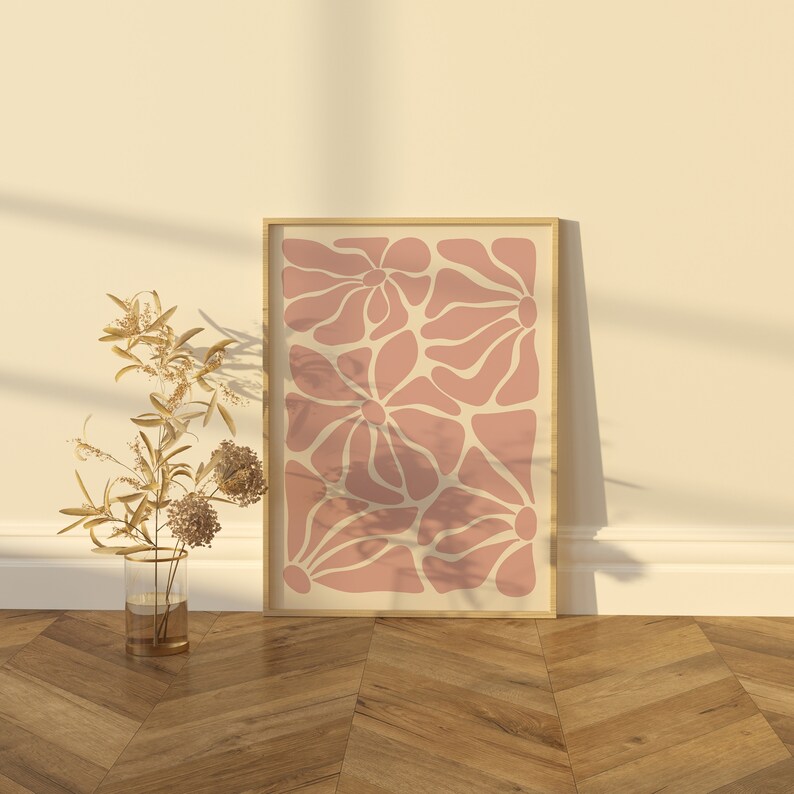 Bright Abstract Flower Botanical Print, Maximalist Floral Print, Blush ...