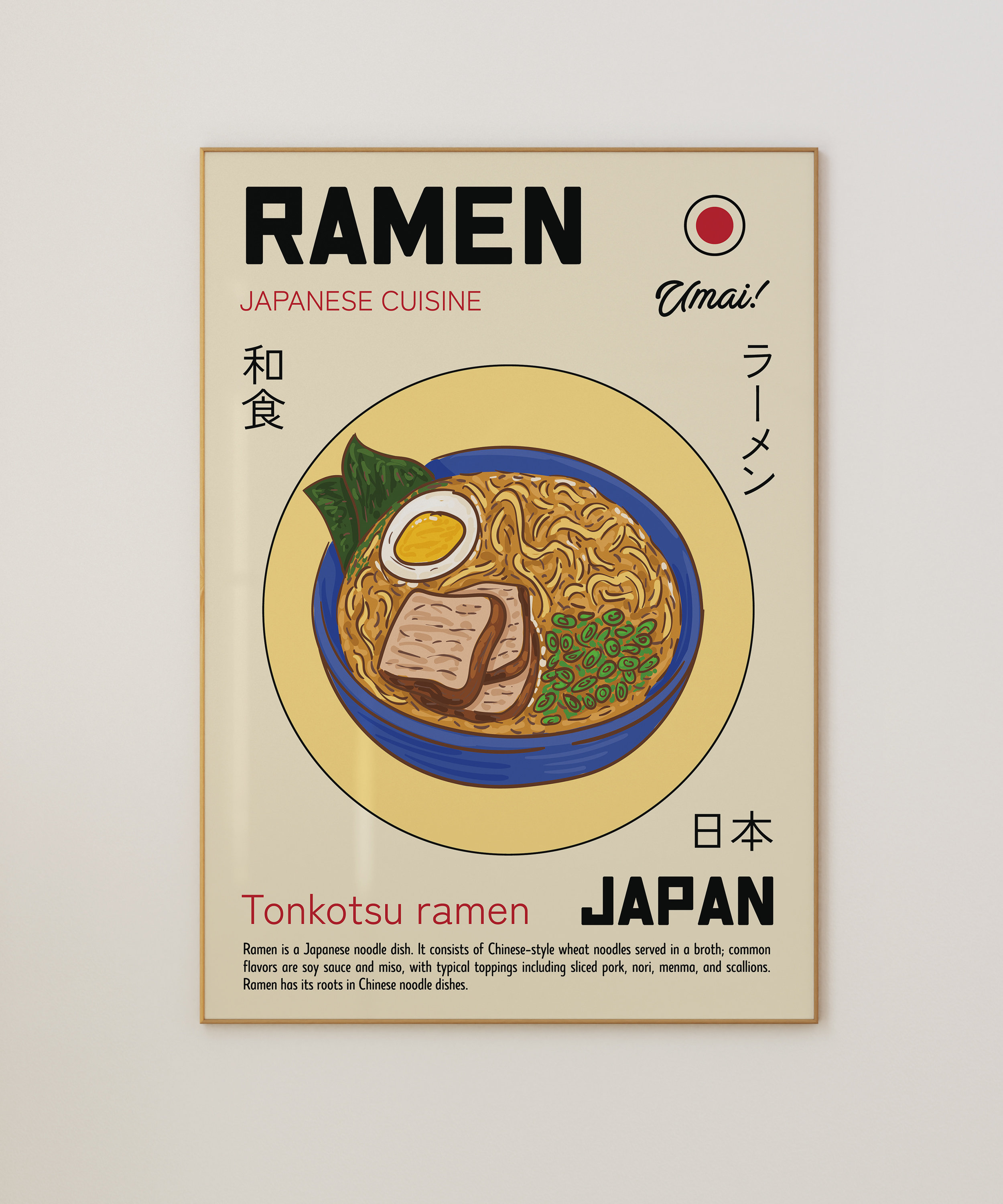 Japanese Tonkotsu Ramen Food Poster, Japanese Food Print, Asian Food ...